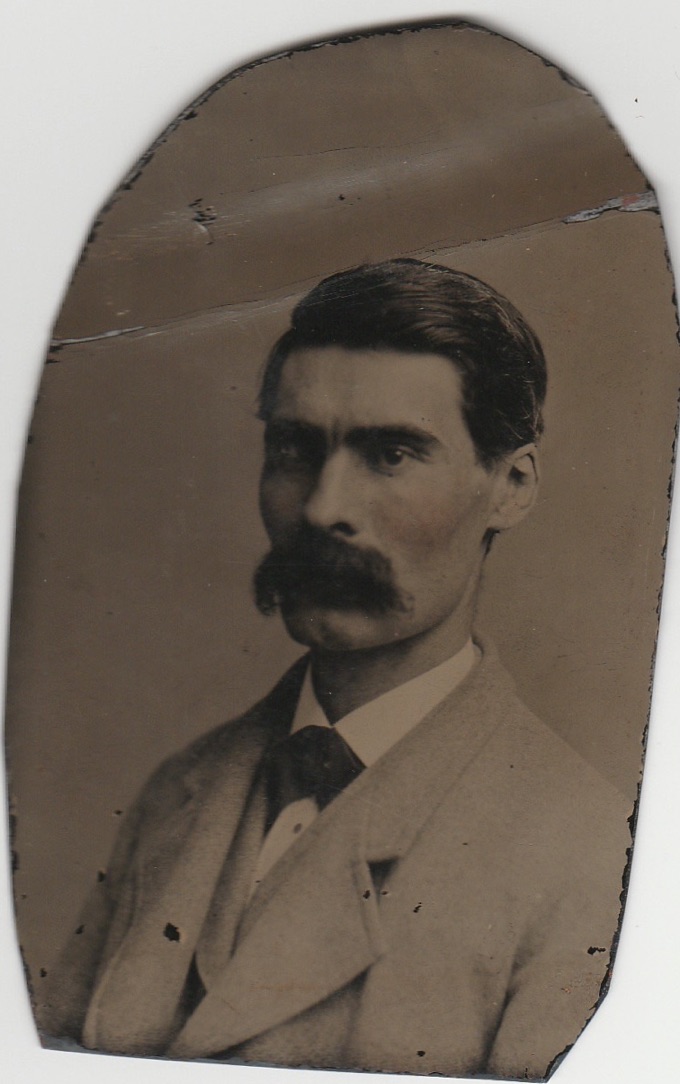 Tintype Photograph — Man with Extreme Moustache | Vintage-Ephemera.com